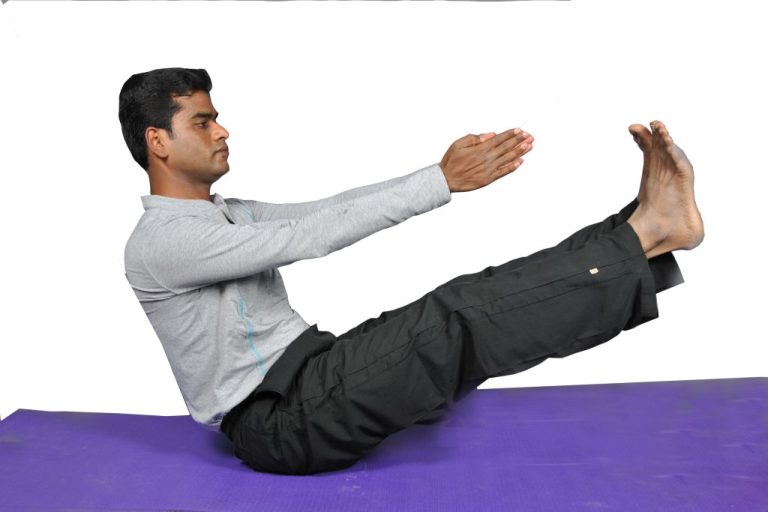 Ardha Navasana – Half Boat Posture - Karuna Yoga Vidya Peetham Bangalore